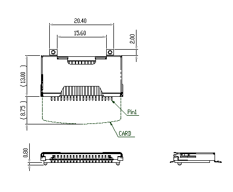 XD card connector, metal shell